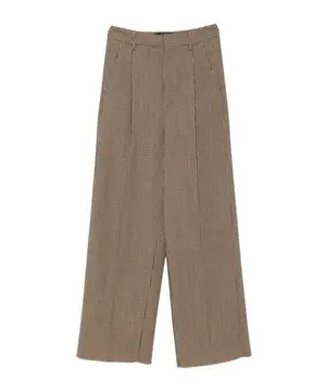 THE SEAFARER Sascia Checked Wide-leg Pants - Brown