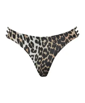 GANNI Leopardprint Stretch Bikini Bottom - Camel