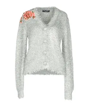Dolce & Gabbana Minimalist Solidcolor Knit Cardigan - Silver