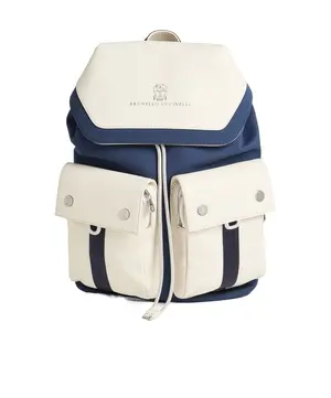 Brunello Cucinelli Double-pocket Drawstring Backpack - White