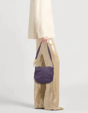 Burberry Solid Color Lychee Grain Shoulder Bag