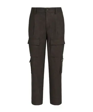 Brunello Cucinelli Virgin Wool Flannel Trousers With Cargo Pockets And Waist Tabs - Brown