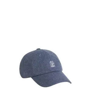 Brunello Cucinelli Virgin-wool, Cotton And Silk Baseball Cap With Logo - Blue