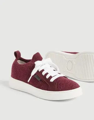 Brunello Cucinelli Virgin Wool, Cashmere And Silk Knit Sneakers With Monili