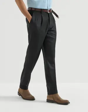 Brunello Cucinelli Virgin-wool Mouliné Twill Trousers With Pleat