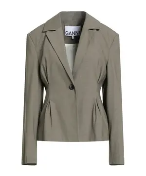 GANNI Minimalist Single-breasted Blazer - Gray