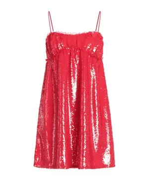 GANNI Sequin Slip Dress - Red