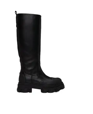 GANNI Round Toe Knee-high Boots - Black