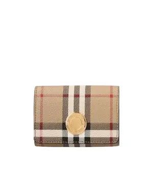 Burberry Check Pattern Chained Wallet - Nude