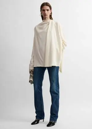 TOTEME Asymmetric Draped Cady Blouse - Ecru