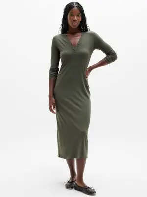 Athleta Signature Rib Long Sleeve Maxi Dress