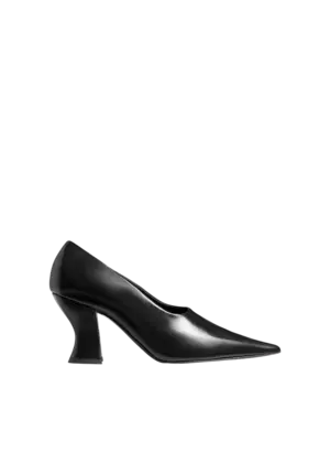 Khaite Colleen Pump In Glazed Leather - Black