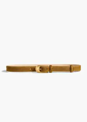 KHAITE Dome Belt In Bronze Haircalf With Gold