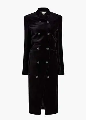 Khaite Rolon Coat In Velvet - Black