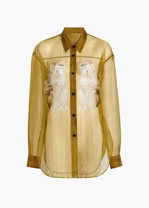 Khaite Goya Silk Organza Shirt - Monkey Print