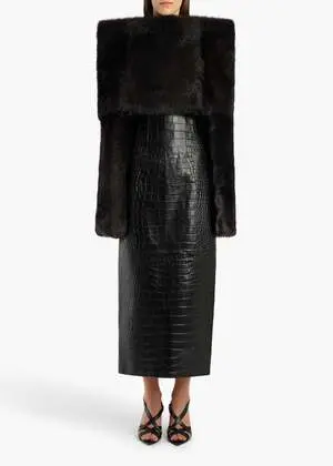 Khaite Loxley Skirt In Croc-embossed Leather