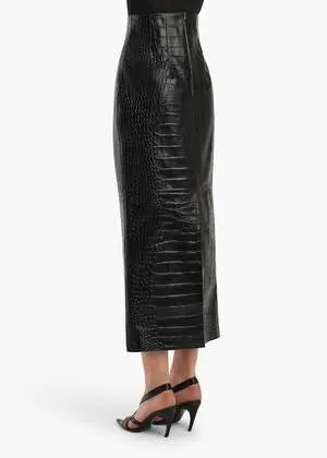 Khaite Loxley Skirt In Croc-embossed Leather