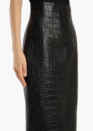 Khaite Loxley Skirt In Croc-embossed Leather