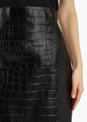 Khaite Loxley Skirt In Croc-embossed Leather