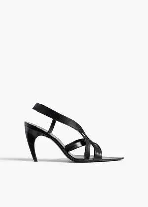 Khaite Sadie Sandal In Glazed Leather - Black