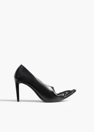 Khaite Marlene Pump In Glazed Leather - Black