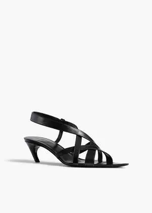 Khaite Sadie Kitten Heel Sandal In Glazed Leather