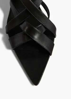 Khaite Sadie Kitten Heel Sandal In Glazed Leather