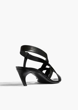 Khaite Sadie Kitten Heel Sandal In Glazed Leather