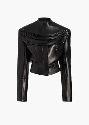 Khaite York Jacket With Cord Embroidery In Leather - Black