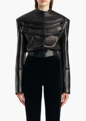 Khaite York Jacket With Cord Embroidery In Leather