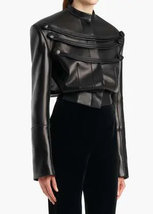 Khaite York Jacket With Cord Embroidery In Leather