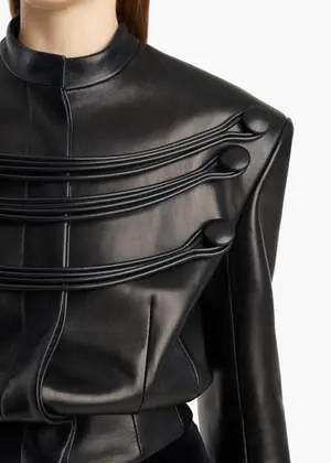 Khaite York Jacket With Cord Embroidery In Leather