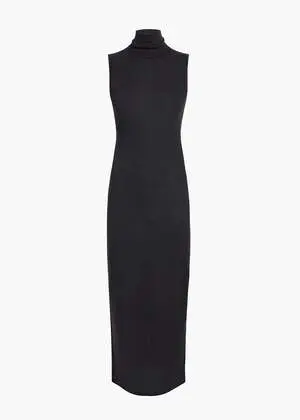 Khaite Demi Dress In Wool Silk - Black