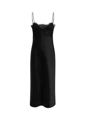 Khaite Joelle Lace-trimmed Satin Slip Dress - Black