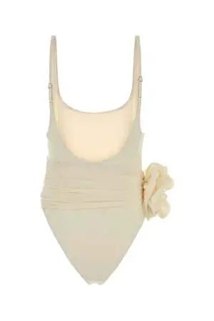 Magda Butrym Cream Stretch Nylon Blend Swimsuit