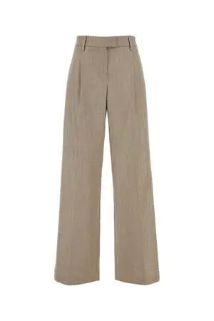 Brunello Cucinelli Gold Stretch Polyester Blend Palazzo Pant - Brown