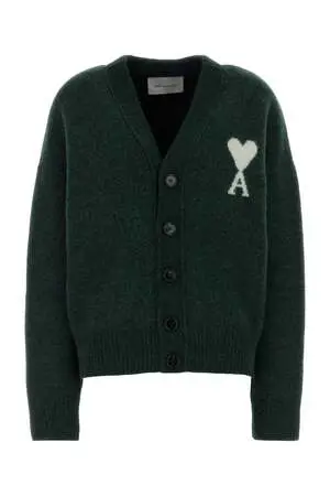 AMI Paris Bottle Alpaca Blend Cardigan - Green