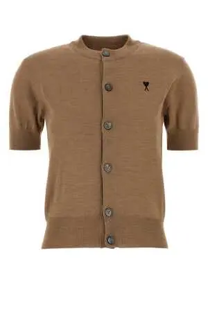 AMI Paris Camel Wool Cardigan - Brown