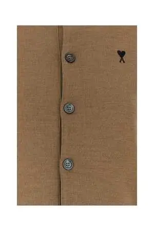 AMI Paris Camel Wool Cardigan