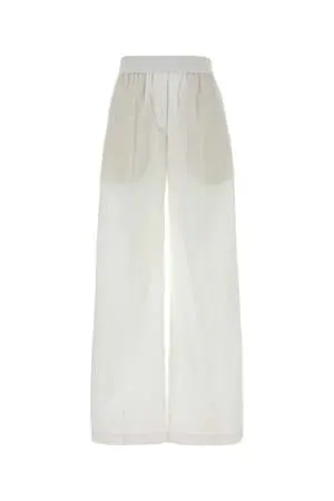 Brunello Cucinelli Cotton Blend Wide-leg Pant - White