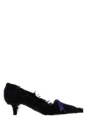 Prada Embellished Satin Pumps - Black