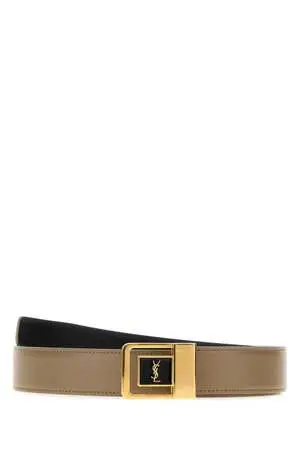Saint Laurent Dove Grey Leather Belt - Gray