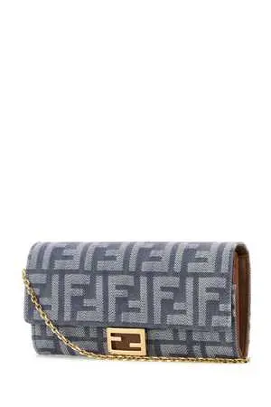 Fendi Embroidered Denim Wallet