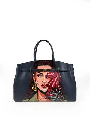 MAISON RUBAIYAT Gisèle Hand-painted Leather Bag Knight - Blue