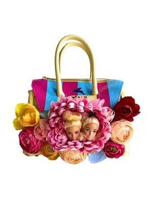 MAISON RUBAIYAT Bella Hand-painted Leather Bag Flower Garden - Black