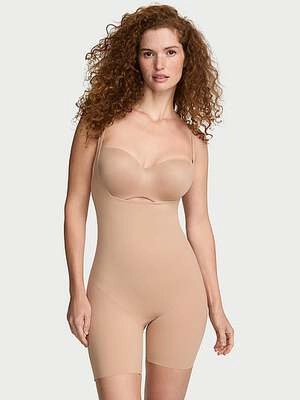 Victoria's Secret Vs X Leonisa Open-bust Mid-thigh Sculpting Bodysuit - Beige