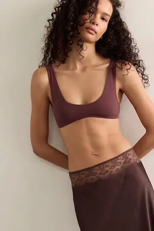 Free People Retro Essentials Scoop Neck Bralette - Brownstone