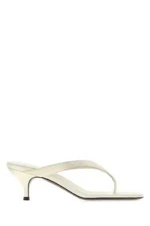 Miu Miu Ivory Leather Thong Slippers - White