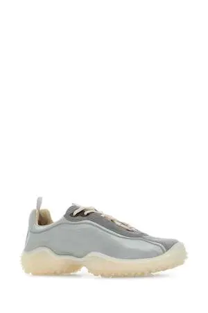 Miu Miu Grey Tech Fabric And Suede Bubble Sneakers