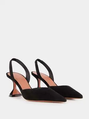 Amina Muaddi Holli Suede Slingback Heels